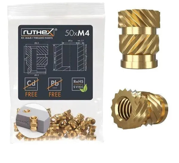 RUTHEX M4 THREADED INSERT – RX-M4X8.1 - 50 PCS – 3Digital